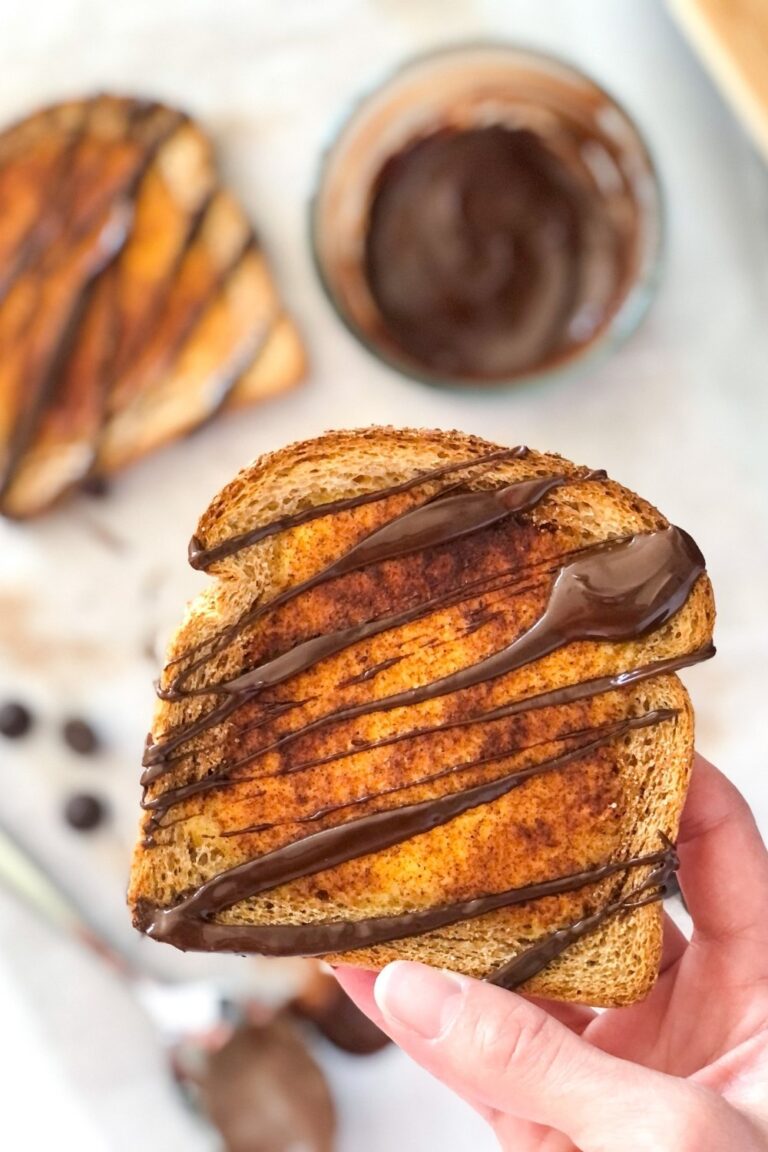 Cinnamon Sugar Churro Custard Toast with Chocolate Drizzle