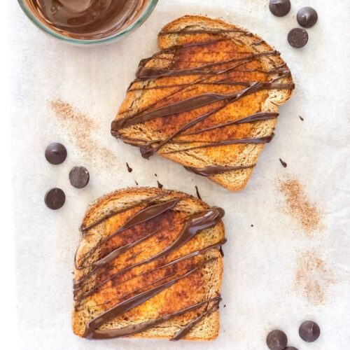Cinnamon Sugar Churro Custard Toast with Chocolate Drizzle