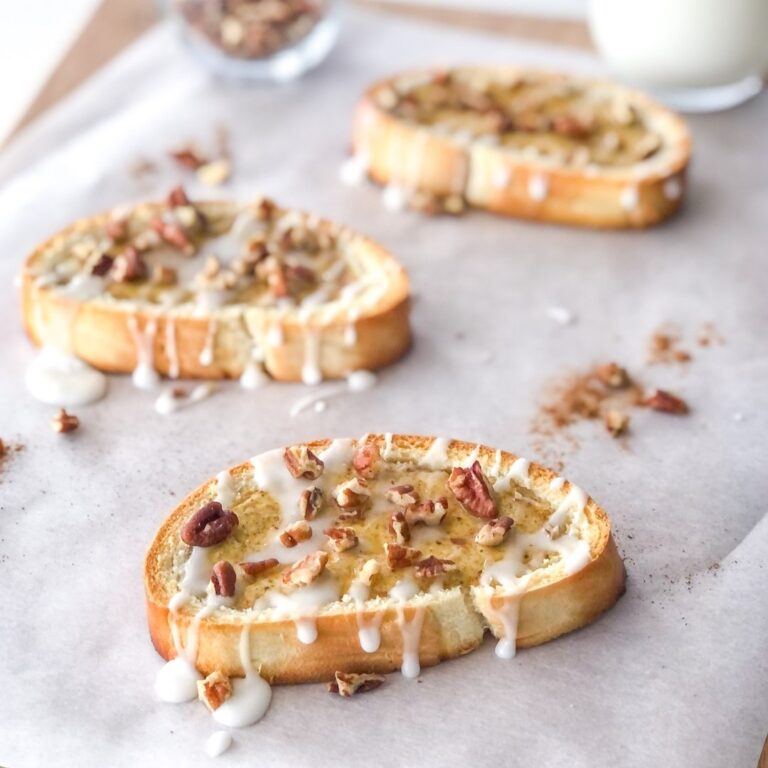 Chai Custard Toast with Pecan Icing