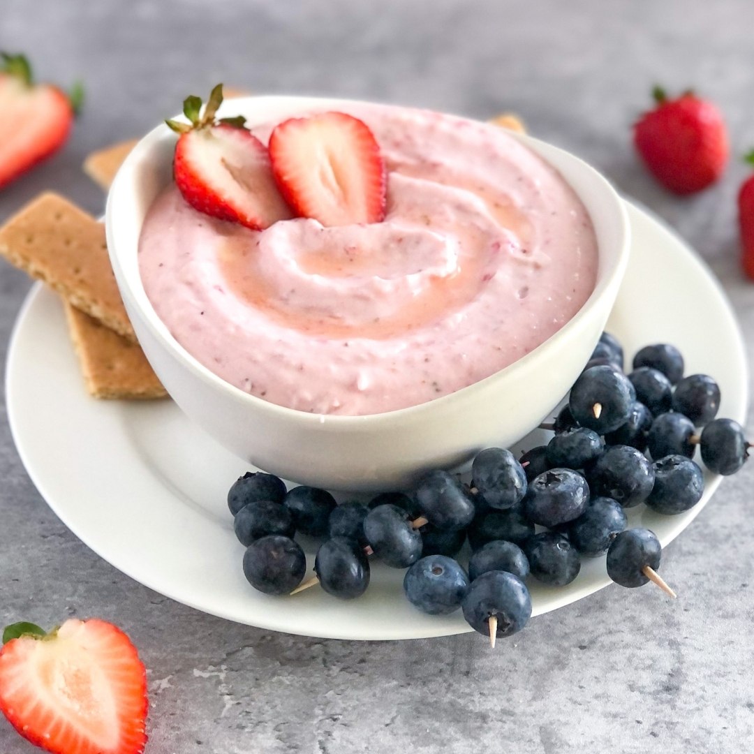 5-Ingredient Honey Strawberry Mascarpone Dip with Greek Yogurt