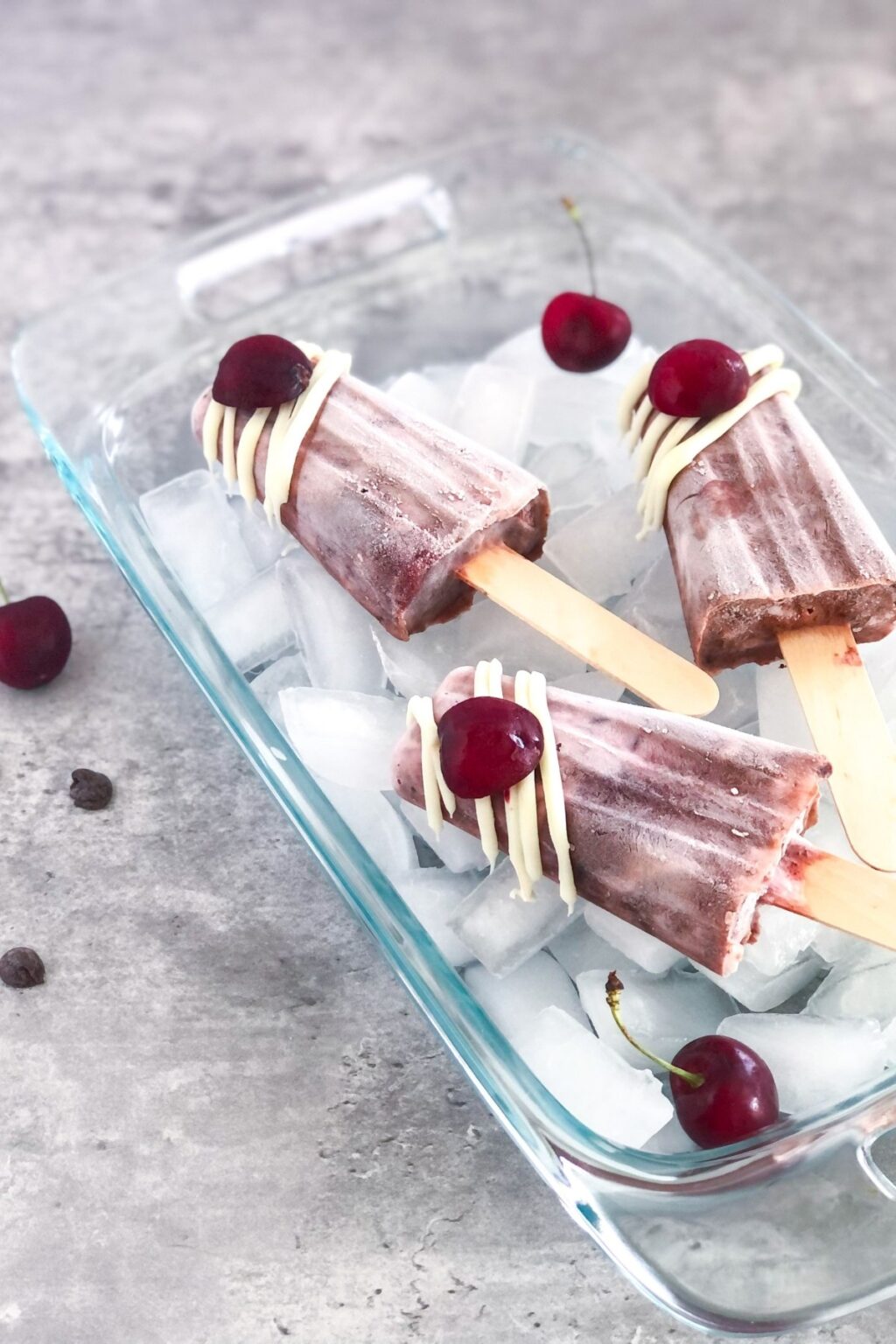 Chocolate Cherry Popsicles with Yogurt