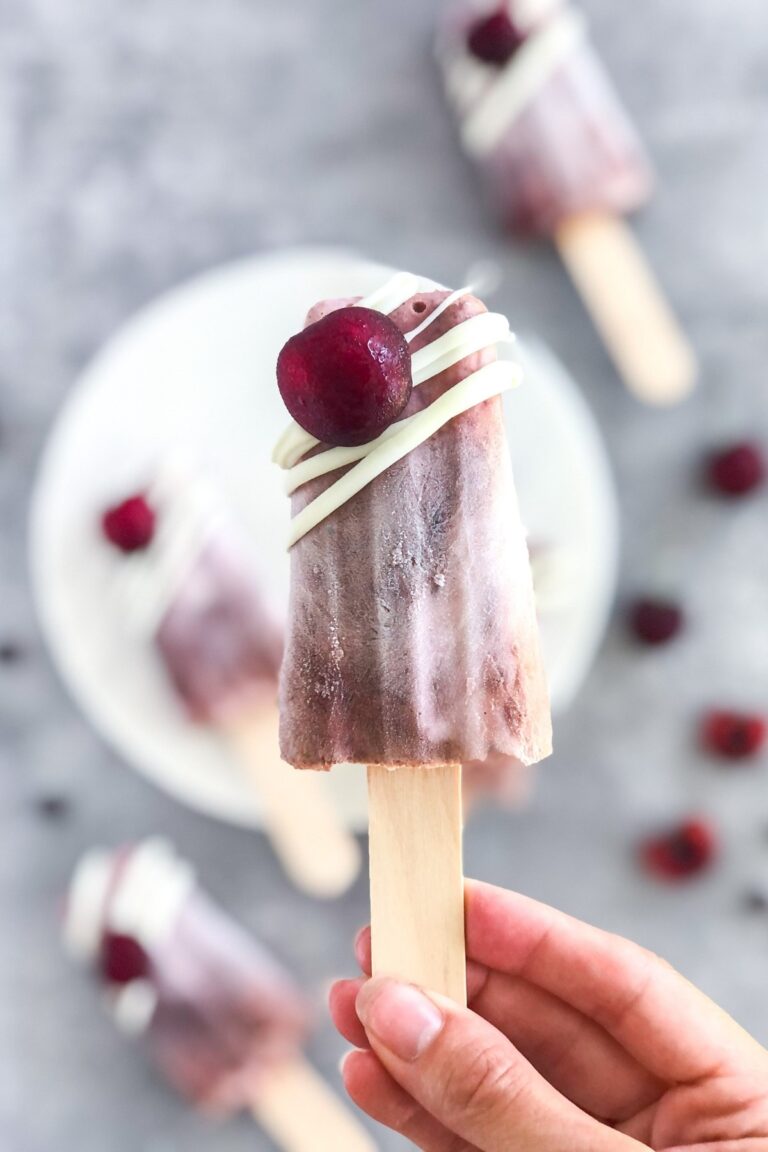 Chocolate Cherry Popsicles with Yogurt