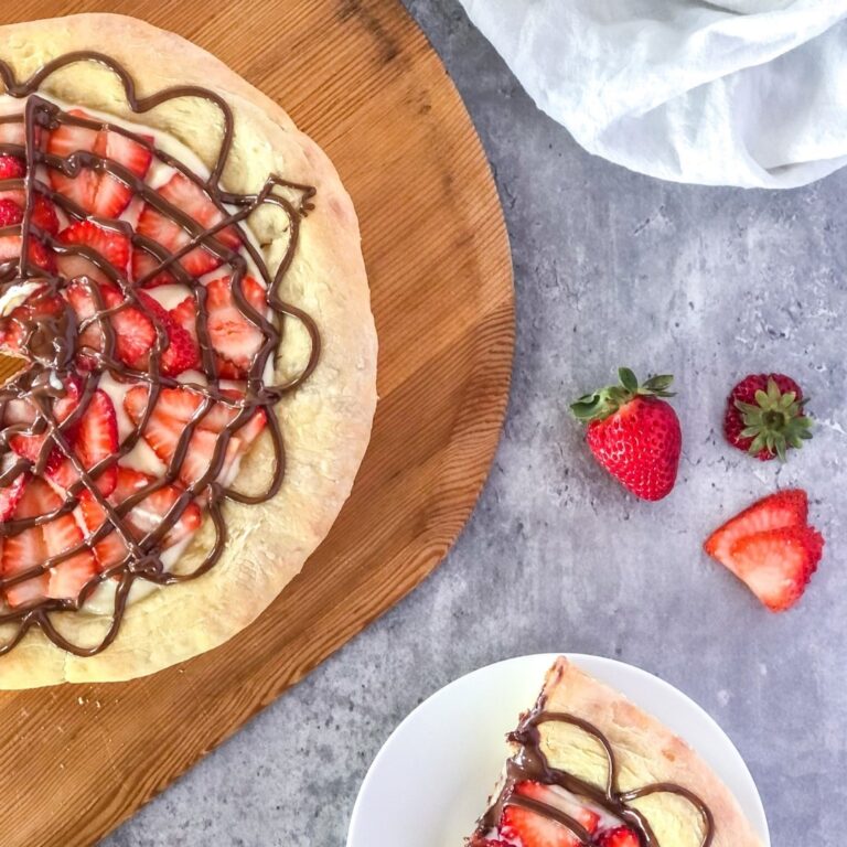 Easy Strawberry Nutella Dessert Pizza with Mascarpone
