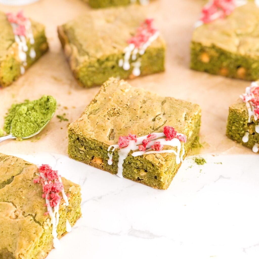 Matcha Brownies with White Chocolate